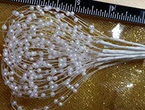 Amazon.com: Pearl Sprays 4mm White 2" Pearl Loop X 3 on a 4" Wire stem ...