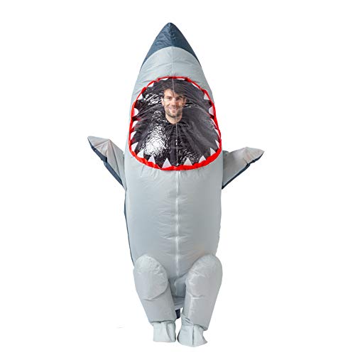 Spooktacular Creations Adult Inflatable Shark Costume, Realistic Gray ...