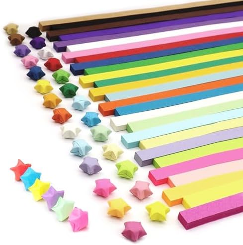 Origami Star Paper Strips, 1350pcs Coloured Double Sided Folding Crafts ...