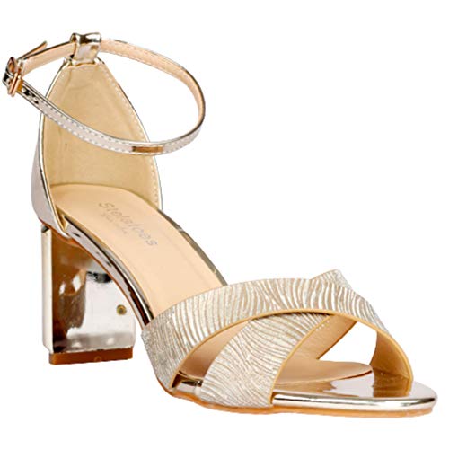 Buy Stelatoes Women's PU Champagne Heels Sandals (Heel Height : 3 ...