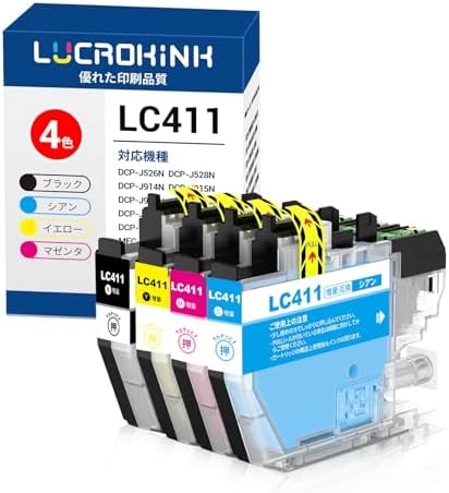 Amazon.co.jp: LC411 インクカートリッジ ブラザー用 LC411 インク LC411-4PK 互換 インク DCP-J526N DCP-J528N DCP-J926N-W/B ...
