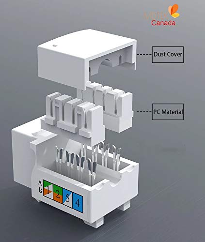 [MDTEK-Canada] 90 Degree Cat6 Cat5A RJ45 Keystone Jack Insert, Cat 6 ...
