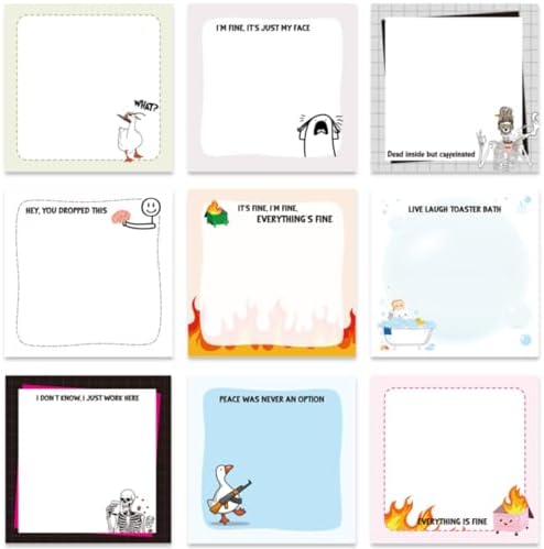 Lovarywow Funny Sticky Notes Gifts - 9 Pack Funny Sticky Notes 3x3 Inch ...