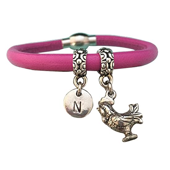 Amazon.com: Chicken leather bracelet, chicken charm bracelet, leather ...