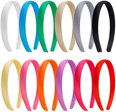 Amazon.com : Amariver 12 Pcs Satin Headbands for Women Cute Head Bands ...