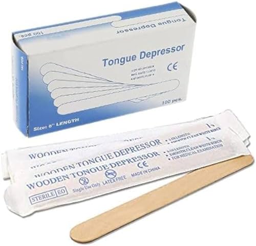 Dr. Care Sterile Disposable Wood Tongue Depressors | 100-Count Hygienic ...