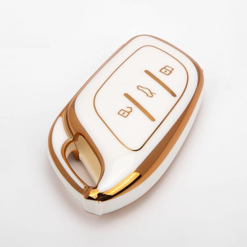 JVCV® Gold Border TPU Key Cover Compatible with MG ZS EV and Astor ...