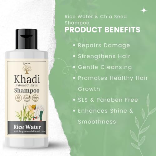 Khadi Rice Water & Chia Seed Natural Shampoo | Damage Repair ...