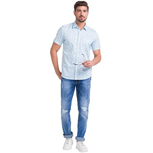 Parx Men's Flat Front Slim Tapered Fit Medium Blue Jeans : Amazon.in ...