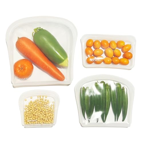 Reusable Food Container Silicone Bag, Upgrade Second Generation 4 Pcs ...