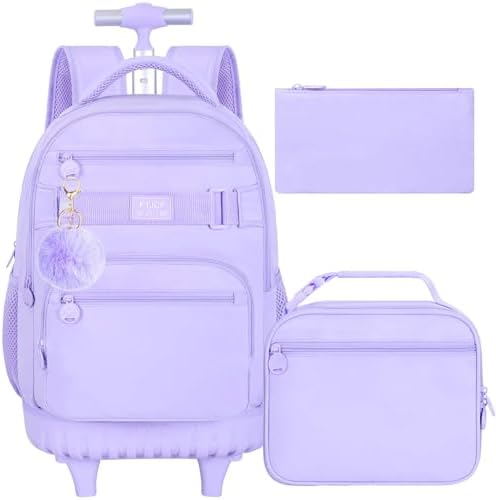 Amazon.com | HPJGD 3PCS Rolling Backpack for Girls, Womens Purple ...