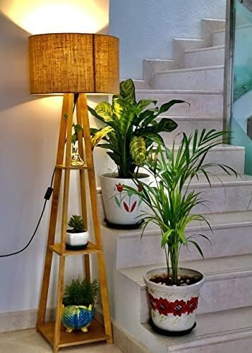 Anchor MART 18 Handicraft Wooden Teak Floor Lamp with Shelf Floor Lamp ...