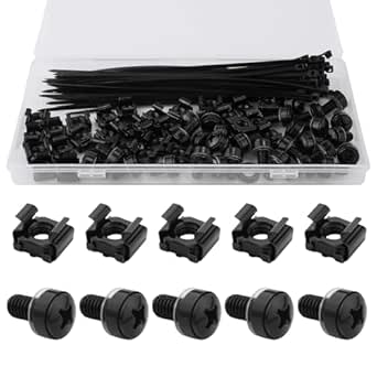 30pcs M6x16 Rack Mount Cage Nuts & Screws, with 50pcs Zip Ties ...