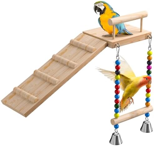 Amazon.com : LOPERDEVE Bird Perches Platform Swing with Climbing Ladder ...