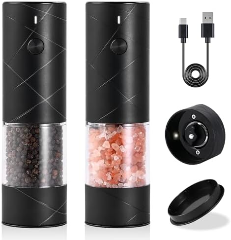 Amazon.com: Rechargeable Electric Salt and Pepper Grinder Set,Automatic ...