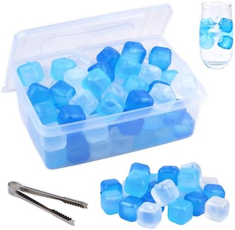 Amazon.com: Reusable Ice Cube with Lid & Bin, 60 Pack Plastic Ice Cubes ...