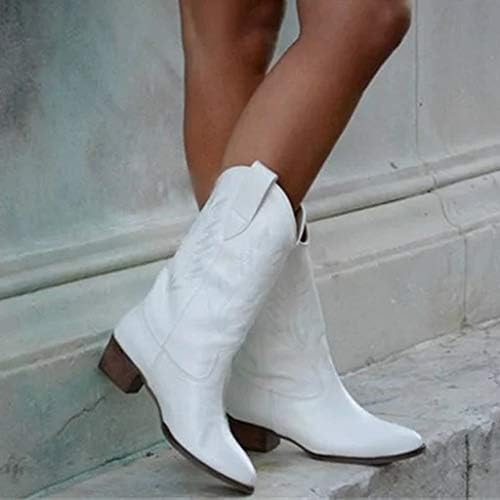 Bottes de Cowboy Femme Chunky Rayan,Femme Chaussures Bottes en Cuir ...