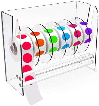 Amazon.com : Acrylic Adjustable Sticker Dispenser: 6 Disks Label Roll ...