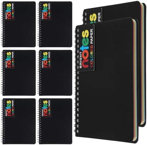 8 Pack Spiral Notebook – 5” x 7” Black PVC Cover College Ruled Journals ...
