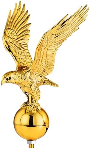 Amazon.com : PPQ Gold Flag Pole Eagle Topper 11", Gold Ball Topper 3",1 ...