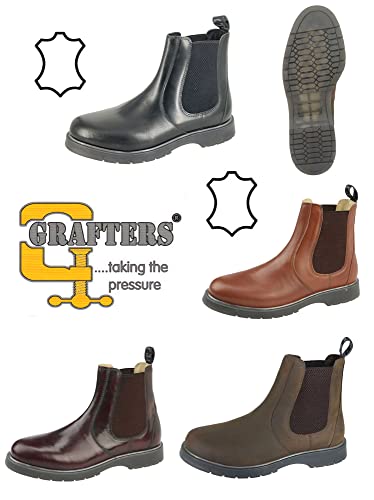 GRAFTERS Unisex Non Safety Chelsea Boot BLACK BROWN BURGUNDY 3-14