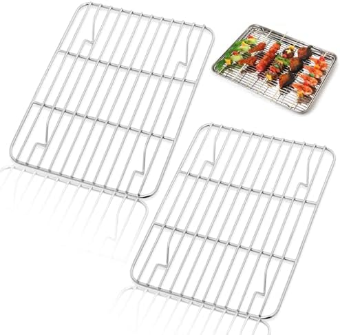 Cooling Rack Set of 2, 100% Stainless Steel BBQ Grill Set, Small Grill ...