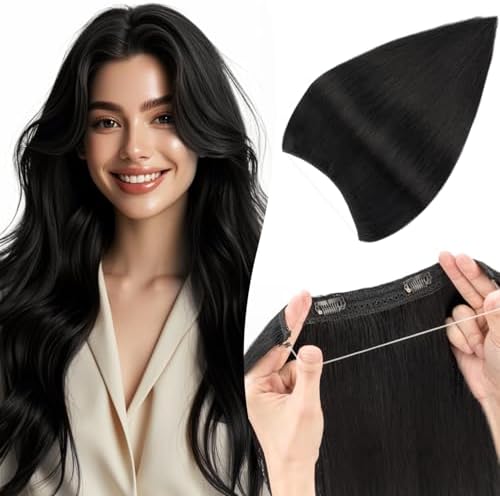 Amazon.com : TESSHAIR Halo Hair Extensions Straight, 100% Real Human ...