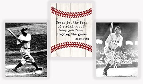 Amazon.com: Babe Ruth Inspirational Baseball Quote Wall Art Print 3Set ...