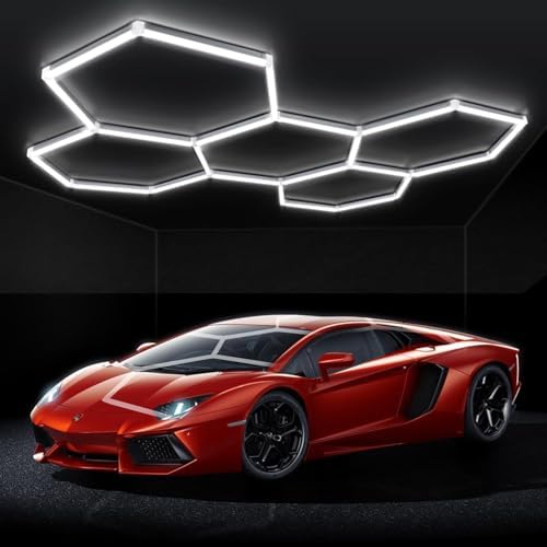 TONGLIN 5 Grids Hexagon Garage Lights, 192W 23050LM Super Bright LED ...