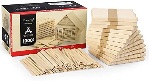 Amazon.com: WISYOK 1000 Pcs Wooden Popsicle Sticks for Crafts, 4.5 Inch ...