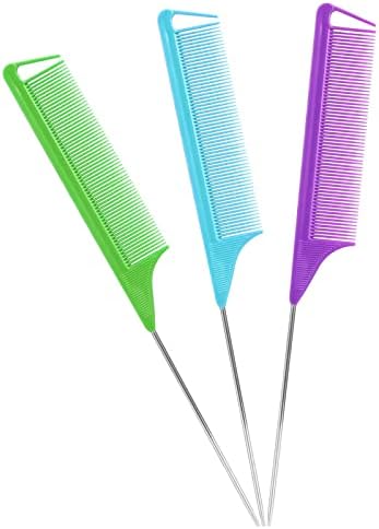 Amazon.com : Rat Tail Teasing Combs Set: 3 Long Steel Pin Combs for ...