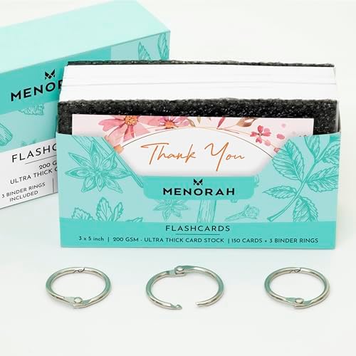 MENORAH—150 Flash Cards-200 GSM Thick Card Stock-3x5 Inch Index Cards ...