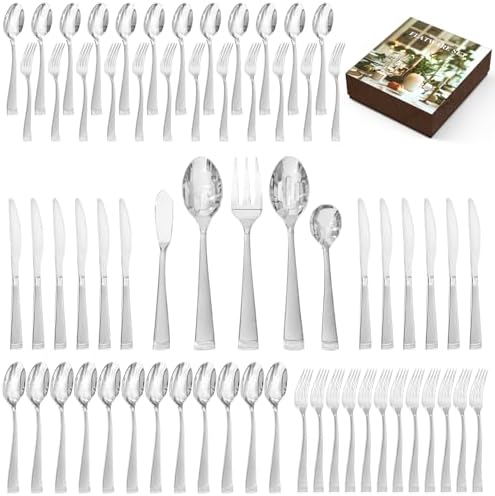 Amazon.com | Herogo Heavy Duty Silverware Set with Serving Utensils, 65 ...
