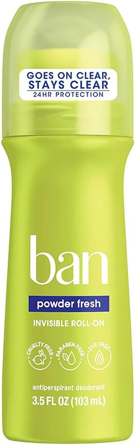 Amazon.com : Ban Deodorant 3.5 Ounce Roll-On Powder Fresh (103ml) (2 ...