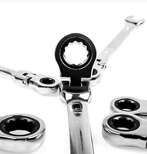 10mm Flexible Pivoting Head Ratchet Combination Spanner Wrench Garage ...