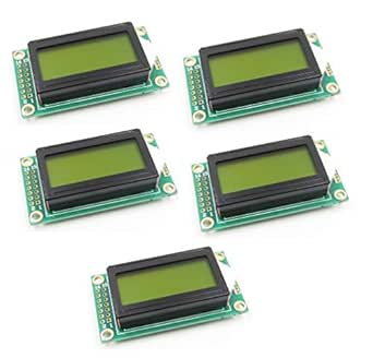 INVENTO 5Pcs 0802 LCD Module 8 x 2 Character Display 3.3V / 5V LED LCD ...