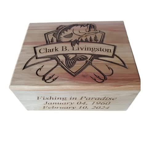 Amazon.com: Urn with Fishing Cremation Personalized Made of Solid Wood ...