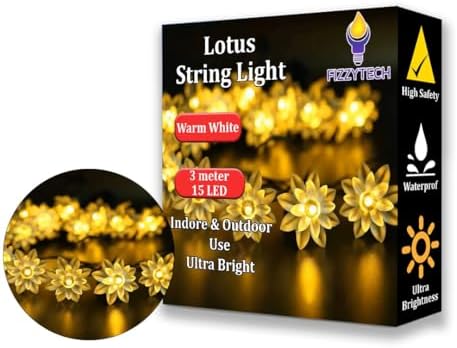 Buy fizzytech Plastic Lotus Flower String Lights Of Home Decoration ...