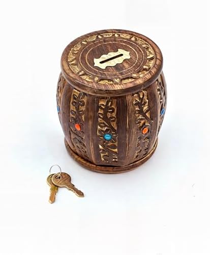 Craftland Wooden Money/Piggy Bank, Money Box, Coin Box with Carved ...