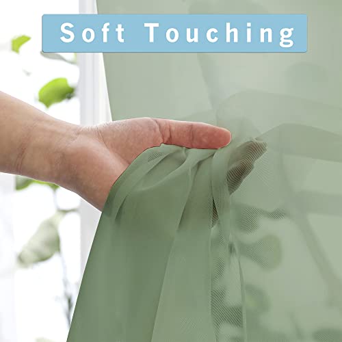 Snapklik.com : Sage Sheer Curtains 144 Inch Extra Long, Elegant And Airy Drapes Translucent ...