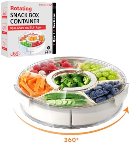 Amazon.com: RedRoko Rotating Snack Box Container - Large Divided ...