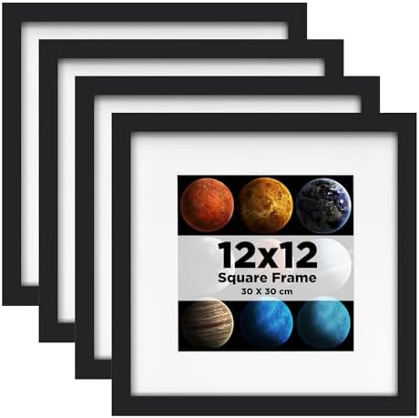 12x12" With White Mount For 8x8" Photo - GLASS Window - Oxford Black ...