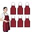 Amazon.com: LOYHUANG Total 6PCS Red Aprons Bulk for Women Unisex Plain ...