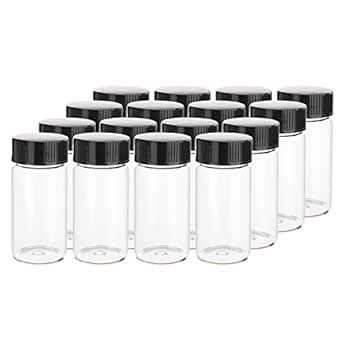 Csfglassbottles 16pcs 25ml Clear Small Glass Vials with Black Screwcap ...