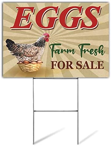 Amazon.com: Farm Fresh Egg Metal Tin Sign-Horizontal Outdoor Chicken ...