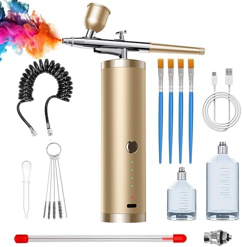 Amazon.com: Air Brushe Kit Dual Action Handheld Rechargeable Air ...
