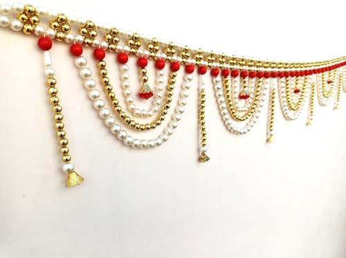 CREYENTES Handmade Toran Door, White Moti Zula Crystal Toran, Wall ...