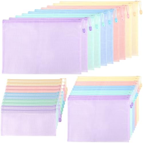 Mutsitaz 30 Pack Zip Wallets File Bags, A4+A5+A6 Size Document Wallets ...