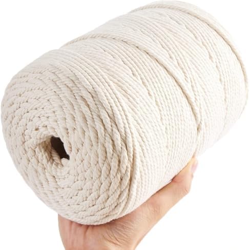 LUCRE 3mm Cotton Rope, 200 Meter Natural Strong Cotton Cord Twine ...