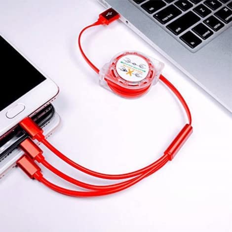 CUBES USB Type-C, Micro USB Male 3 in 1 Charging Cable - 12 Cms (Red) : Amazon.in: Computers ...